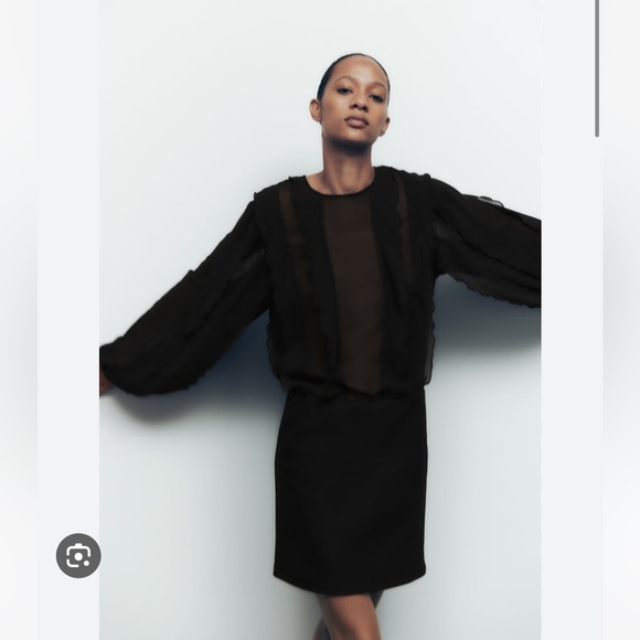 Zara | Dresses | Nwt Zara Black Short Ruffle Dress Small | Poshmark